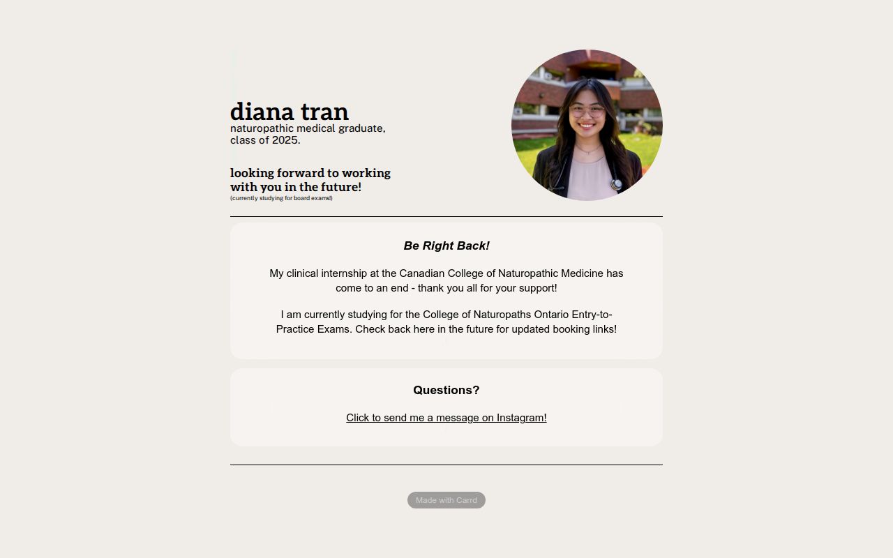 Booking Links | Diana Tran